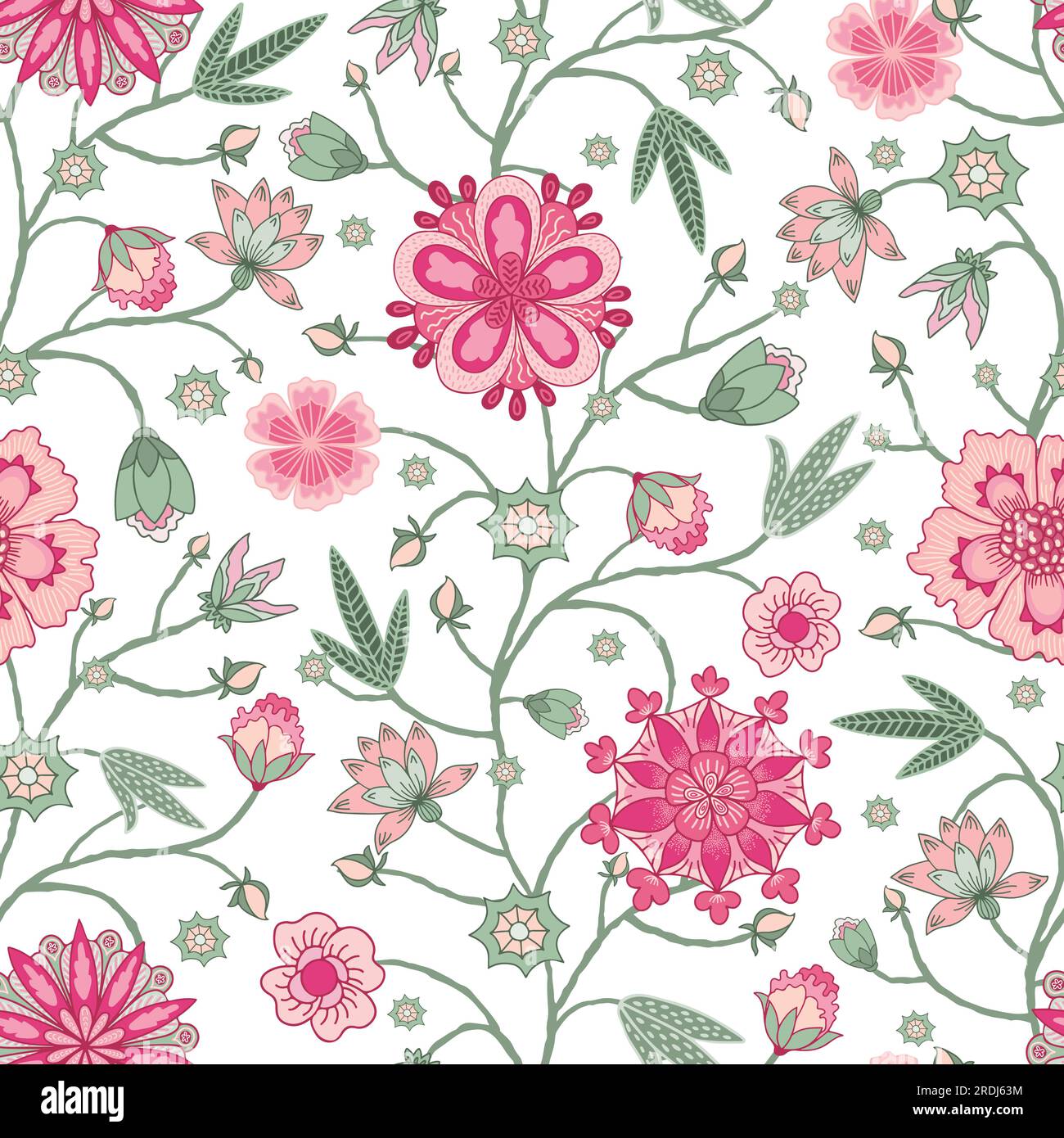Fantasy flowers seamless pattern. Indian floral style. Chintz fabric, retro, vintage Stock ...