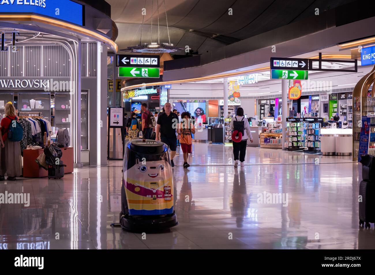 Bangkok, Thailand. 22nd July, 2023. A self-driving robot cleans the ...