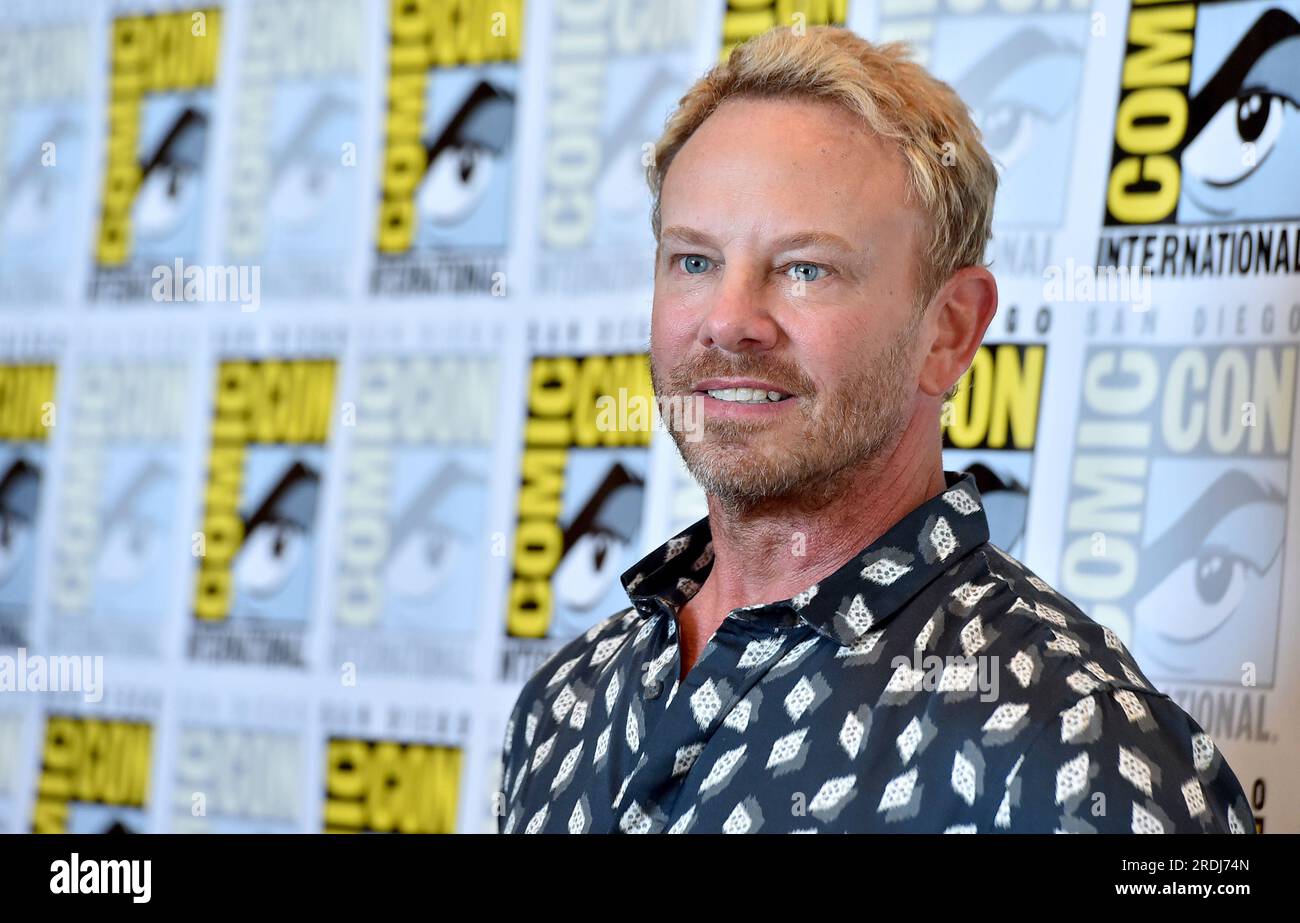 Ian Ziering poses at a photocall for the 10th anniversary of "Sharknado ...