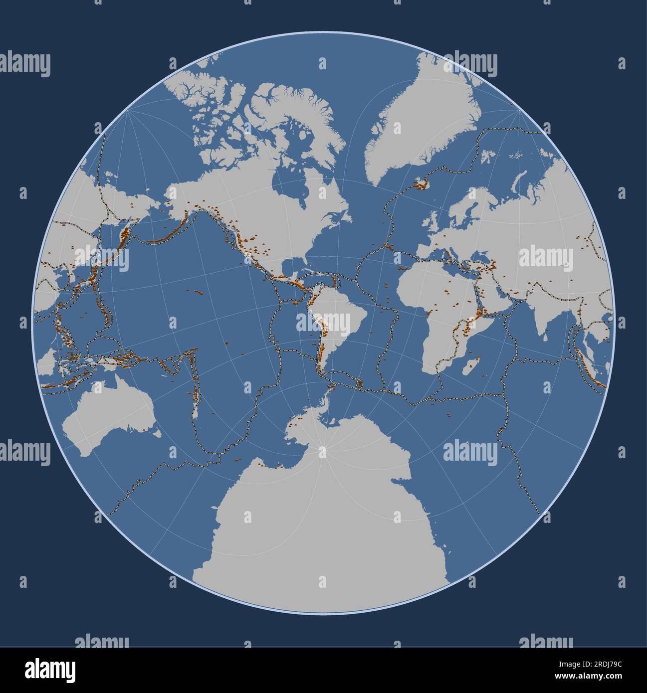 Shape Of The Altiplano Tectonic Plate On The World Contour Map Map In The Lagrange Oblique