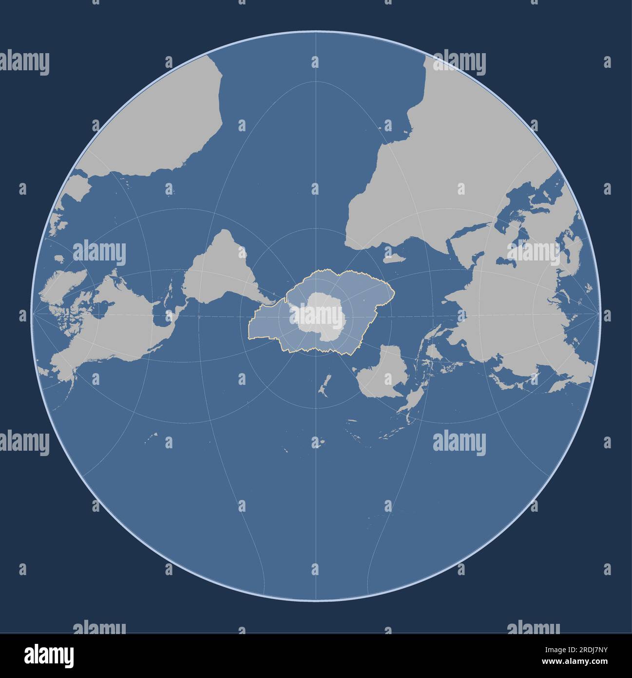 Antarctica Tectonic Plate On The Solid Contour Map In The Lagrange Oblique Projection Centered