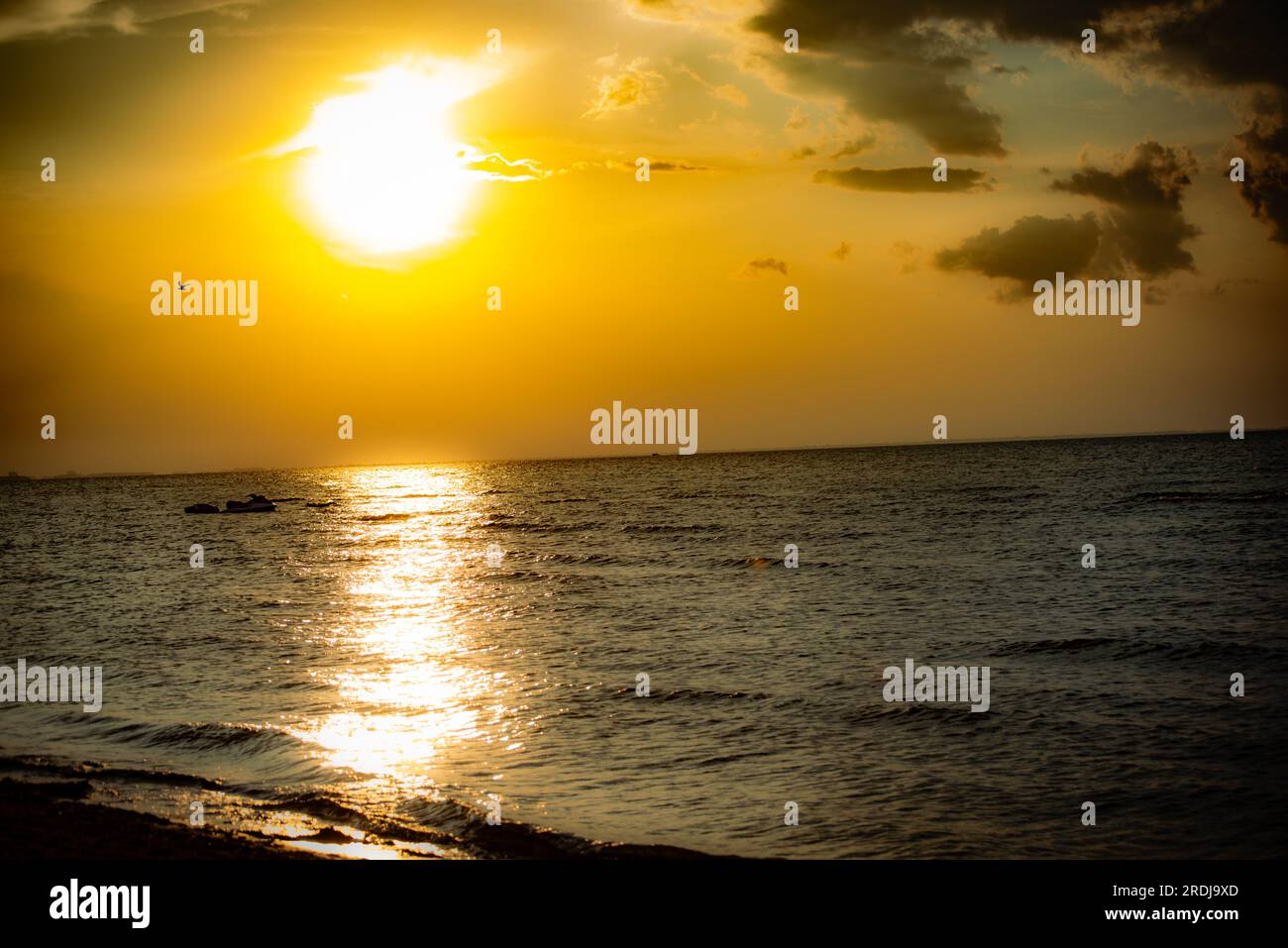 Picture of the sun setting at a beach Stock Photo - Alamy