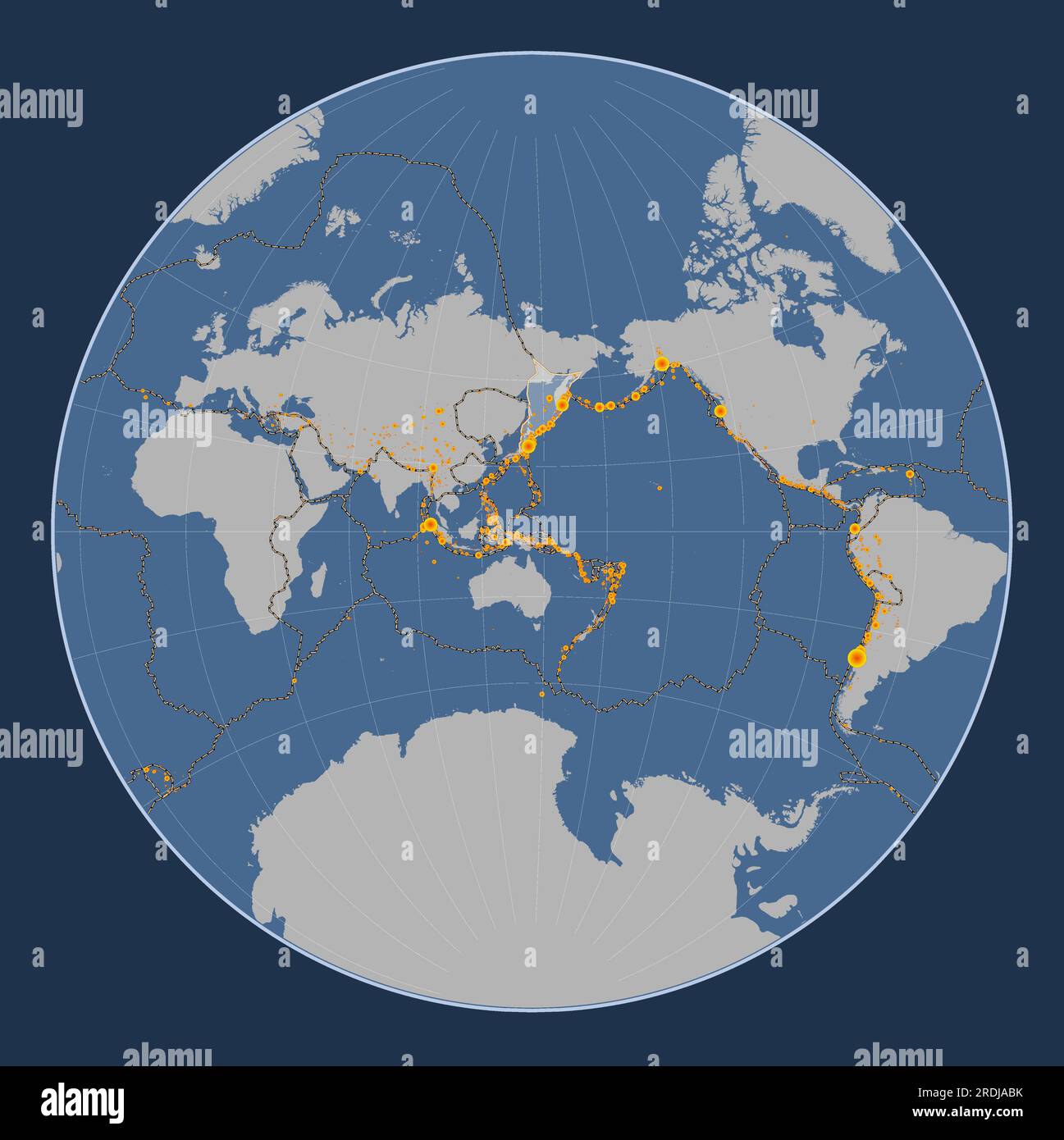 Okhotsk Tectonic Plate On The Solid Contour Map In The Lagrange Projection Centered Meridionally