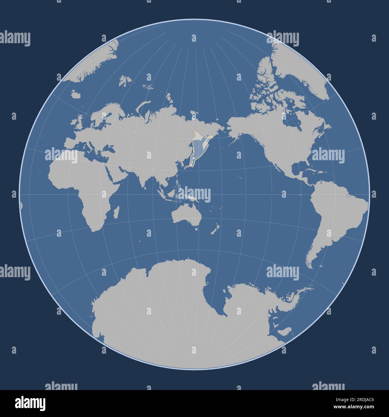 Okhotsk Tectonic Plate On The Solid Contour Map In The Lagrange Projection Centered Meridionally