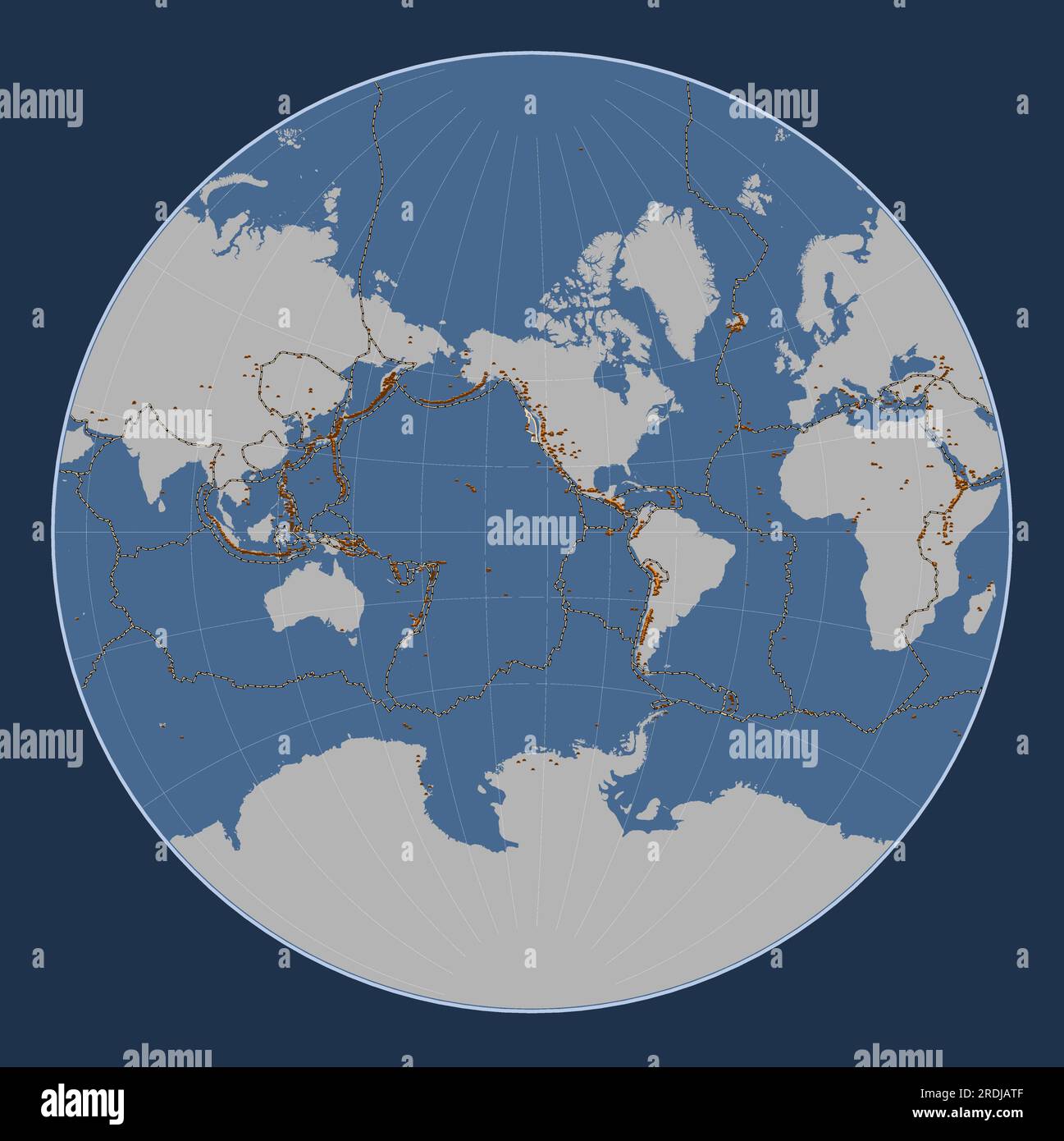 Shape of the Juan de Fuca tectonic plate on the solid contour map in ...