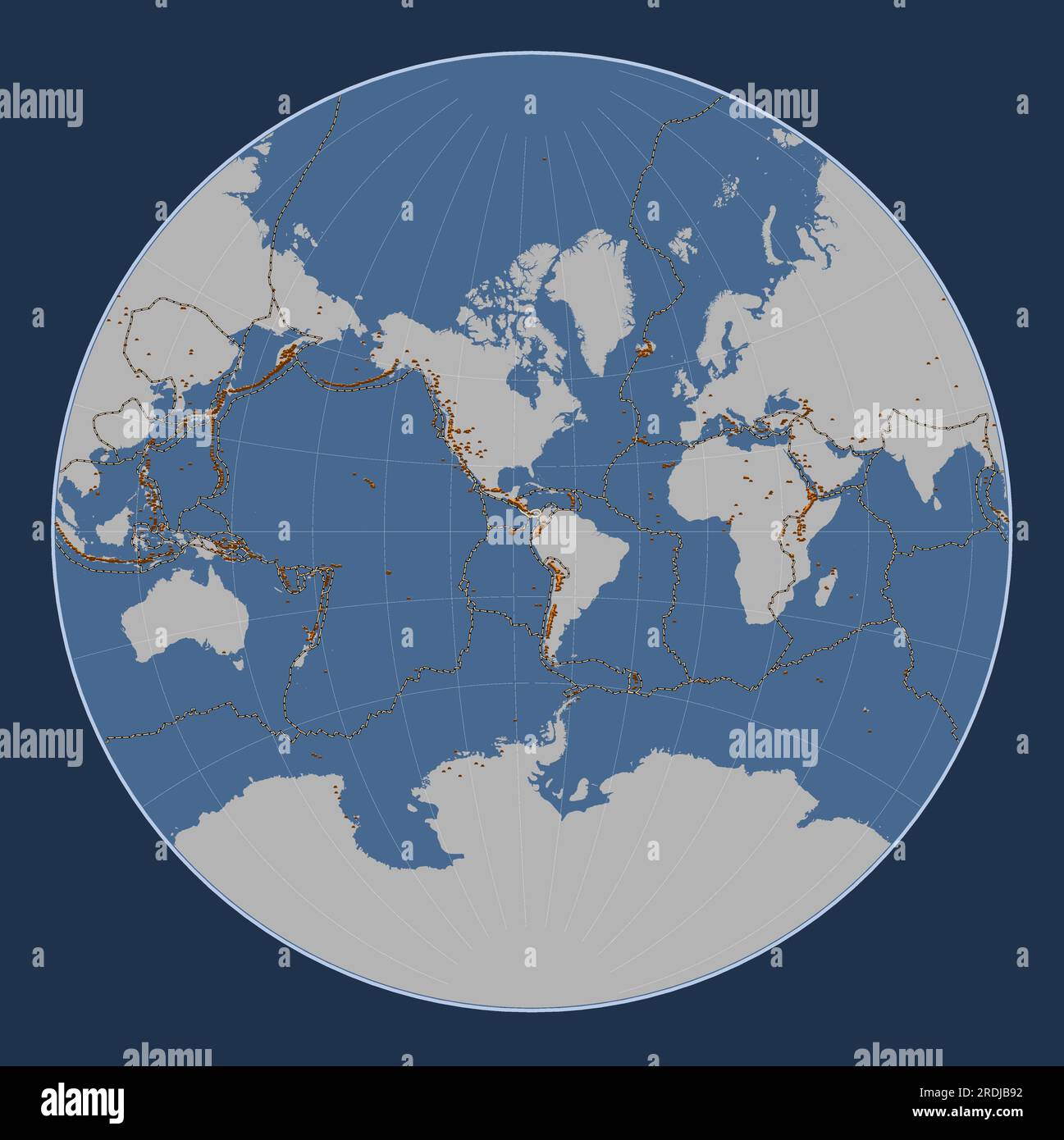 Shape of the Panama tectonic plate on the solid contour map in the ...