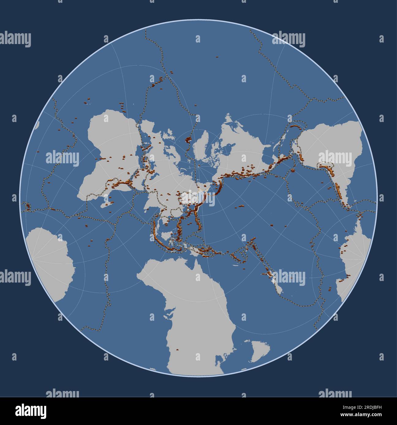 Okhotsk tectonic plate on the solid contour map in the Lagrange Oblique ...