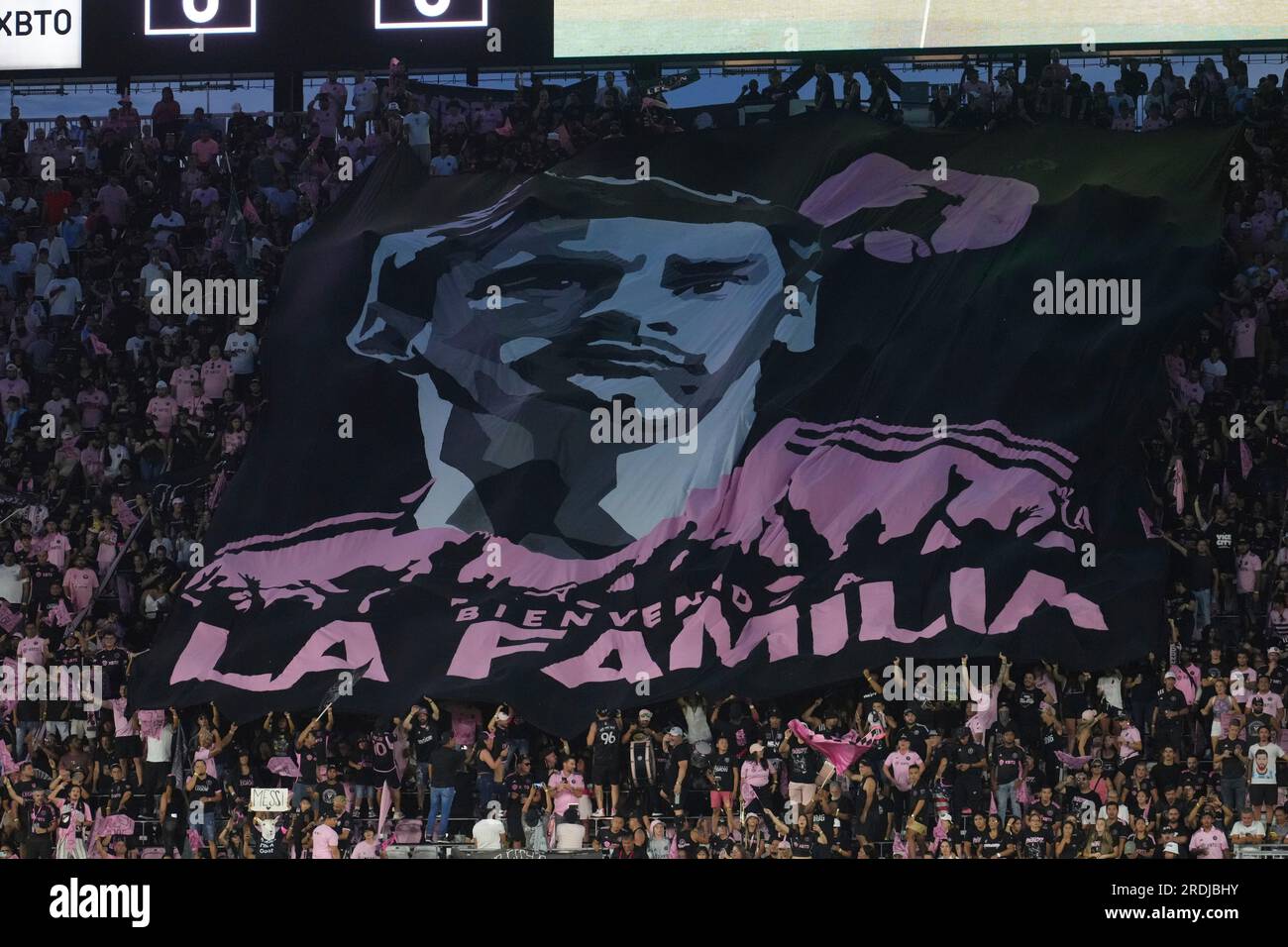 FORT LAUDERDALE, FL - JULY 21: A giant banner of Inter Miami midfielder ...