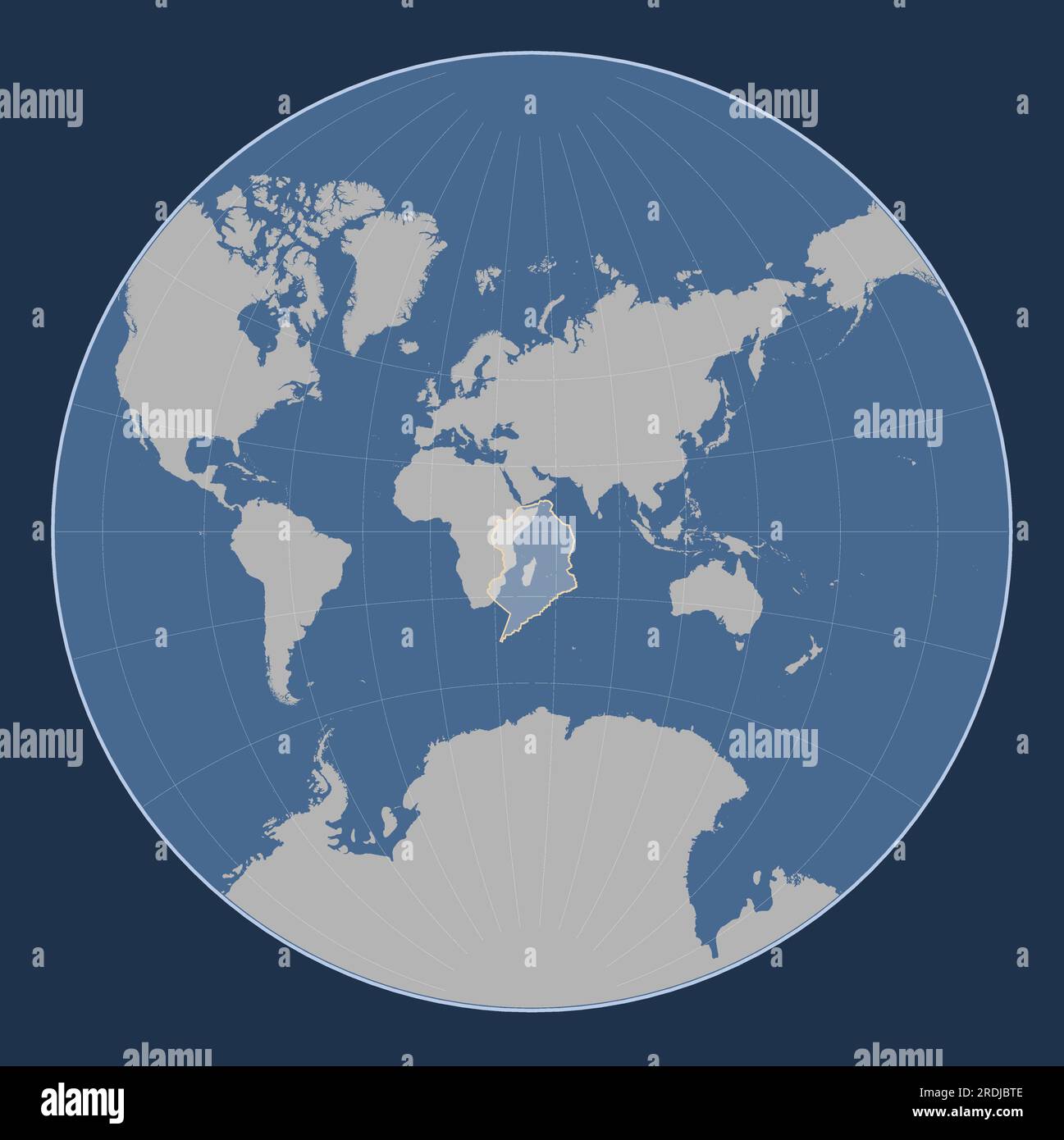 Somalian Tectonic Plate On The Solid Contour Map In The Lagrange Projection Centered