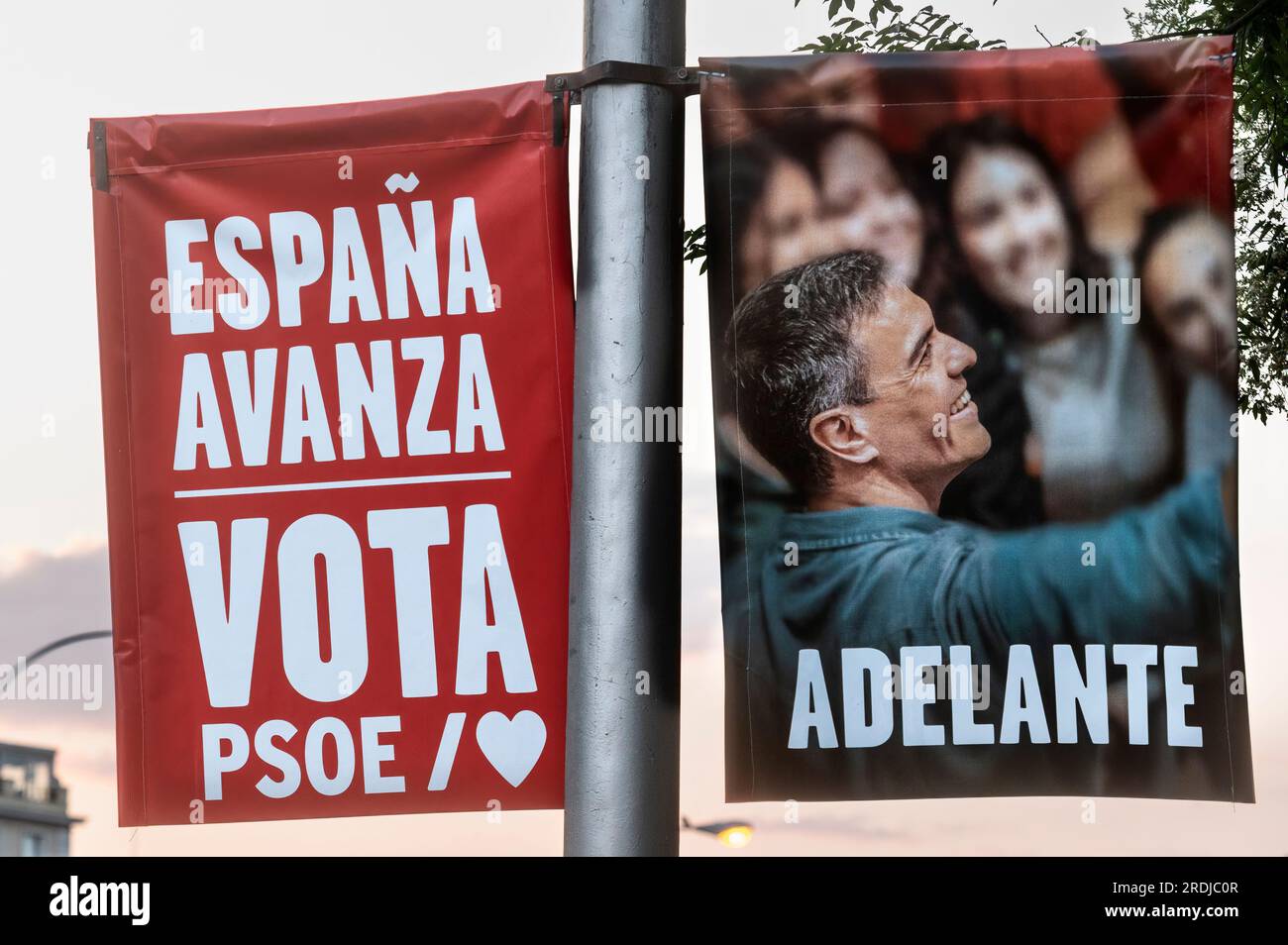 Madrid, Spain. 22nd July, 2023. A banner showcasing Spanish politician ...