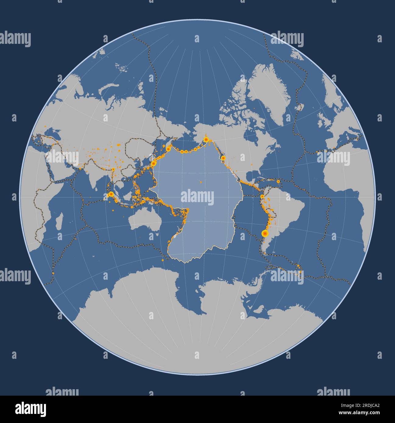 Pacific tectonic plate on the solid contour map in the Lagrange ...