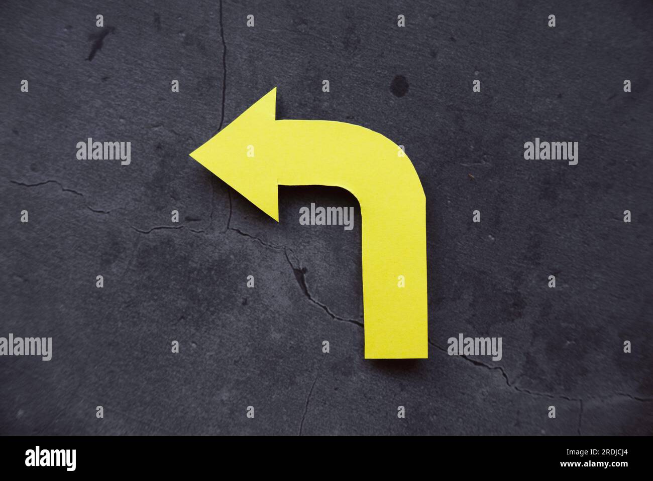 Yellow arrow pathway sign. Future life with direction or obsctacle ...