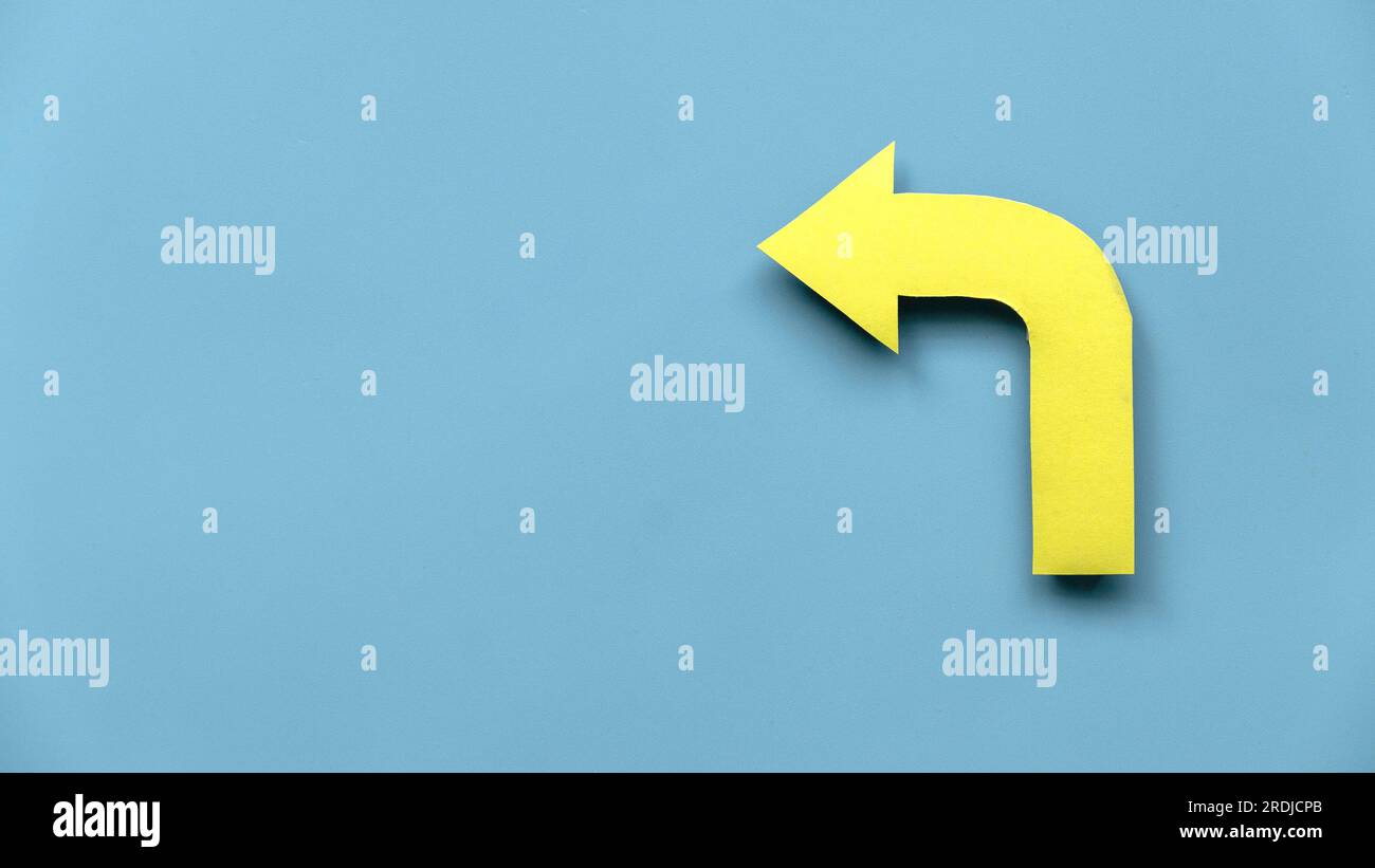 Yellow arrow pathway sign. Future life with direction or obsctacle ...