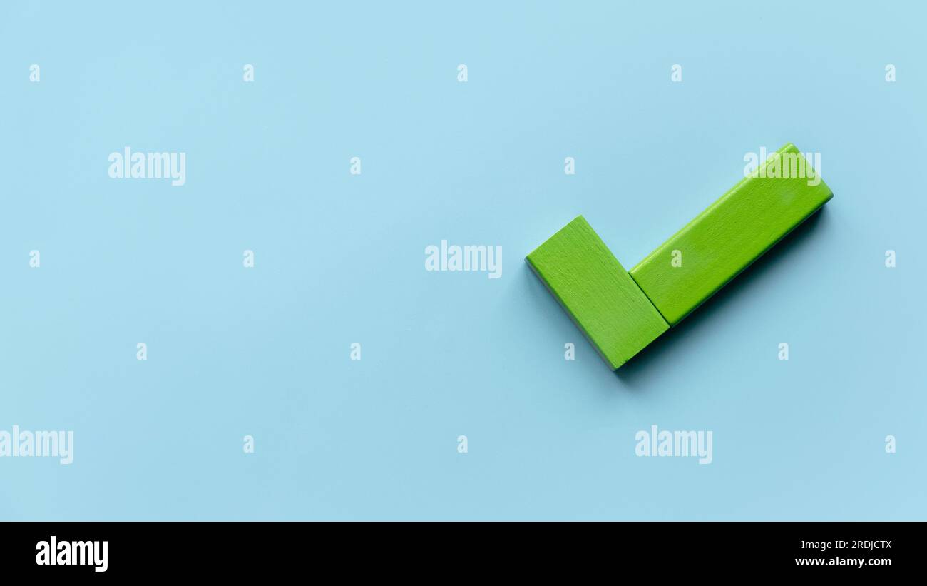 Checklist concept. Accomplishment of objectives or goals. Green Wooden ...
