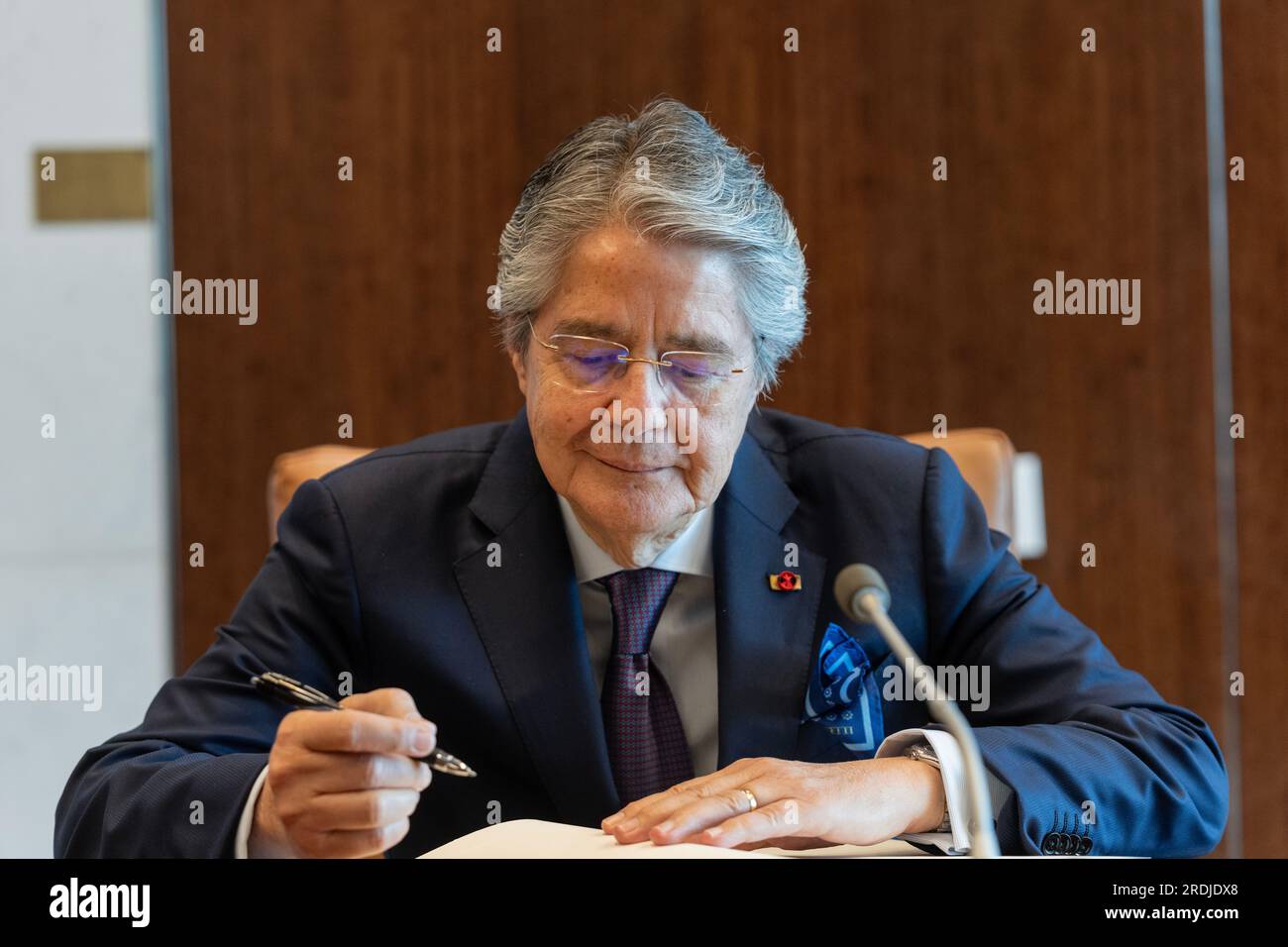 President of Ecuador Guillermo Lasso Mendoza meets with Secretary ...
