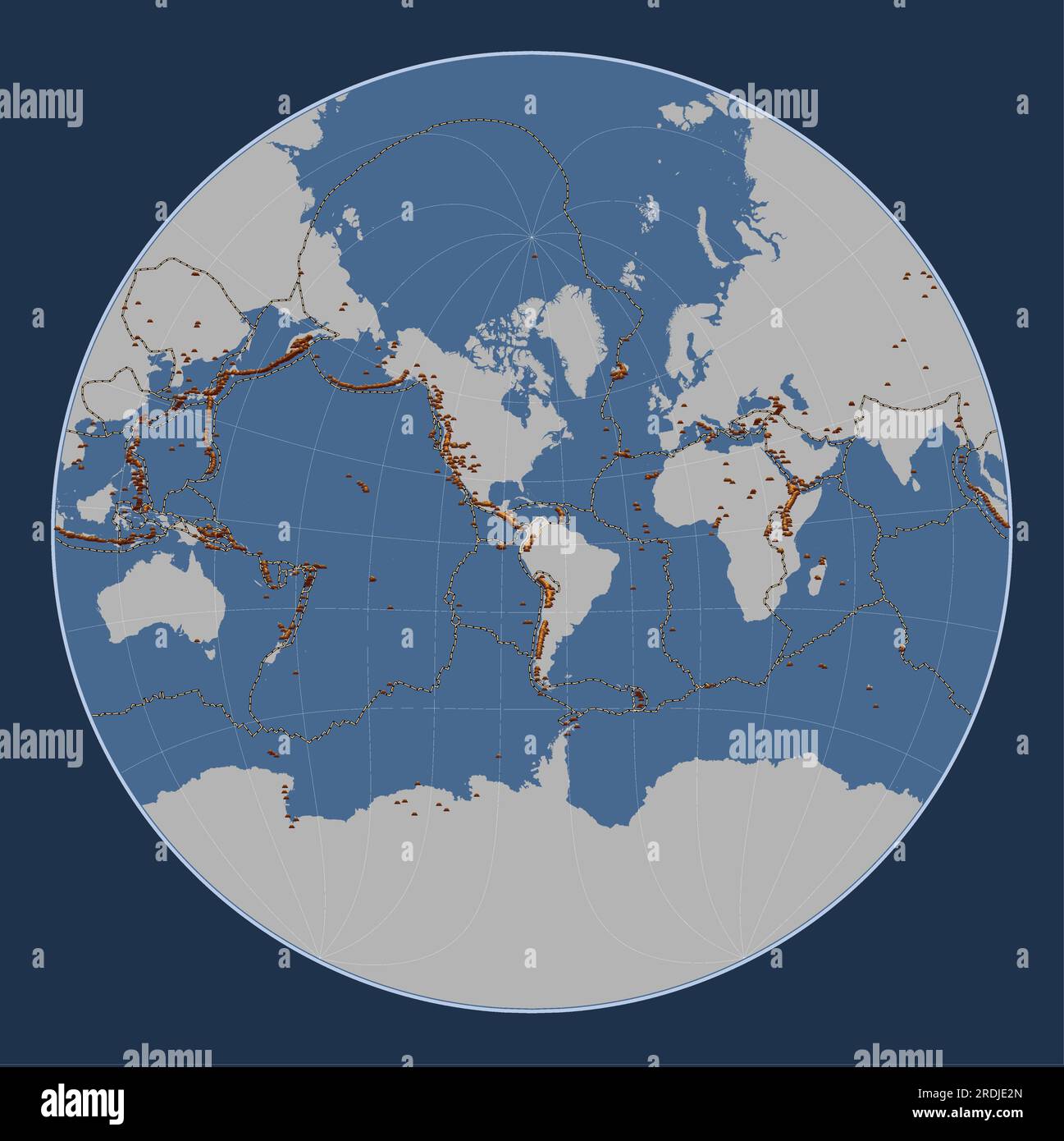 Shape of the North Andes tectonic plate on the world contour map map in ...
