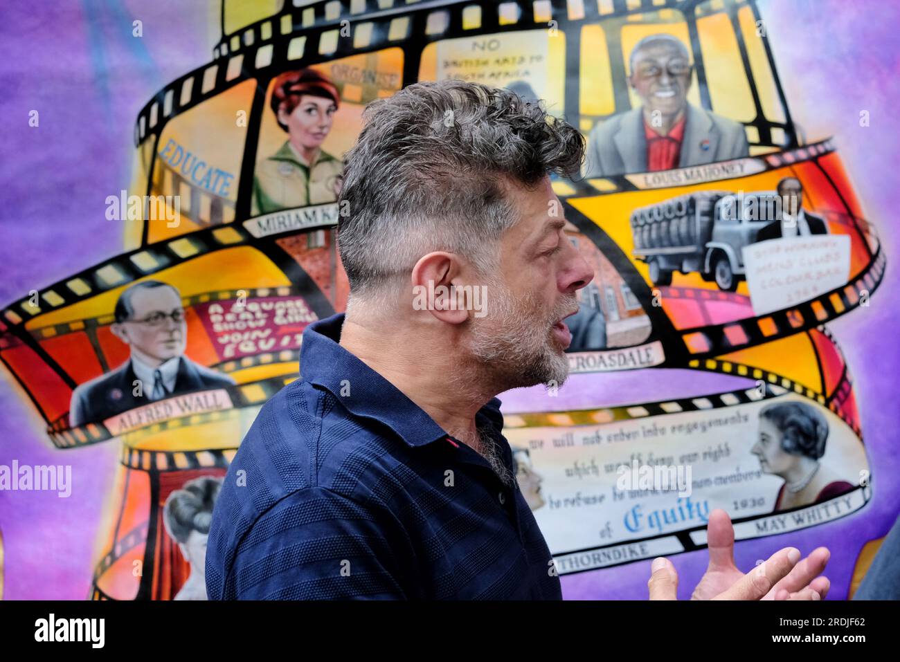 London, UK. 21st July, 2023. Actor Andy Serkis is interviewed by media ...