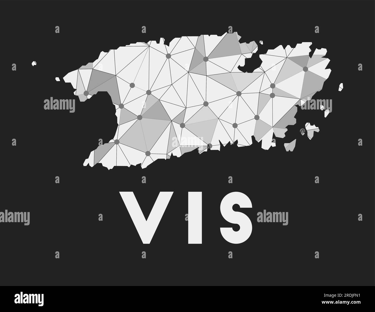 Vis - communication network map of island. Vis trendy geometric design ...