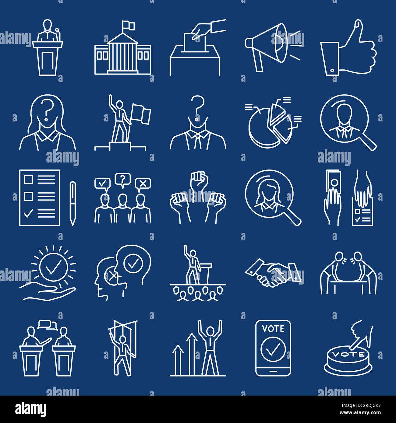 Politics and elections line icon set. Political campaign and voting ...
