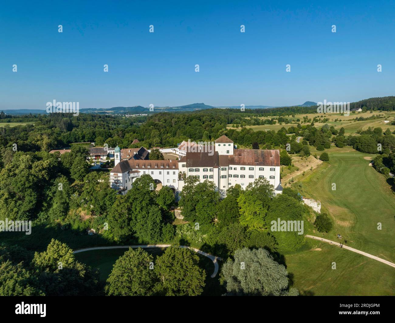Aerial view of Langenstein Castle near Eigeltingen with surrounding ...
