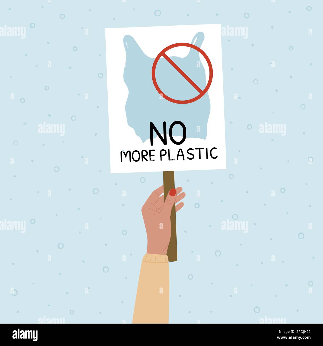 No more plastic poster with banned single use plastic bag on placard in ...