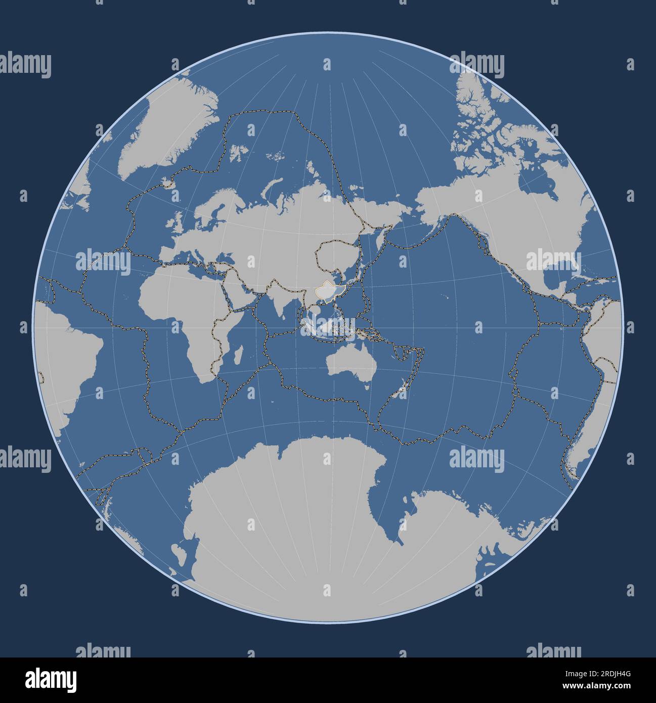 Shape Of The Yangtze Tectonic Plate On The Solid Contour Map In The Lagrange Projection Centered