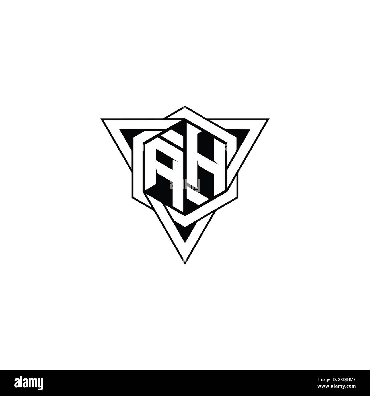 AH Letter Logo monogram hexagon shape with triangle geometric outline ...