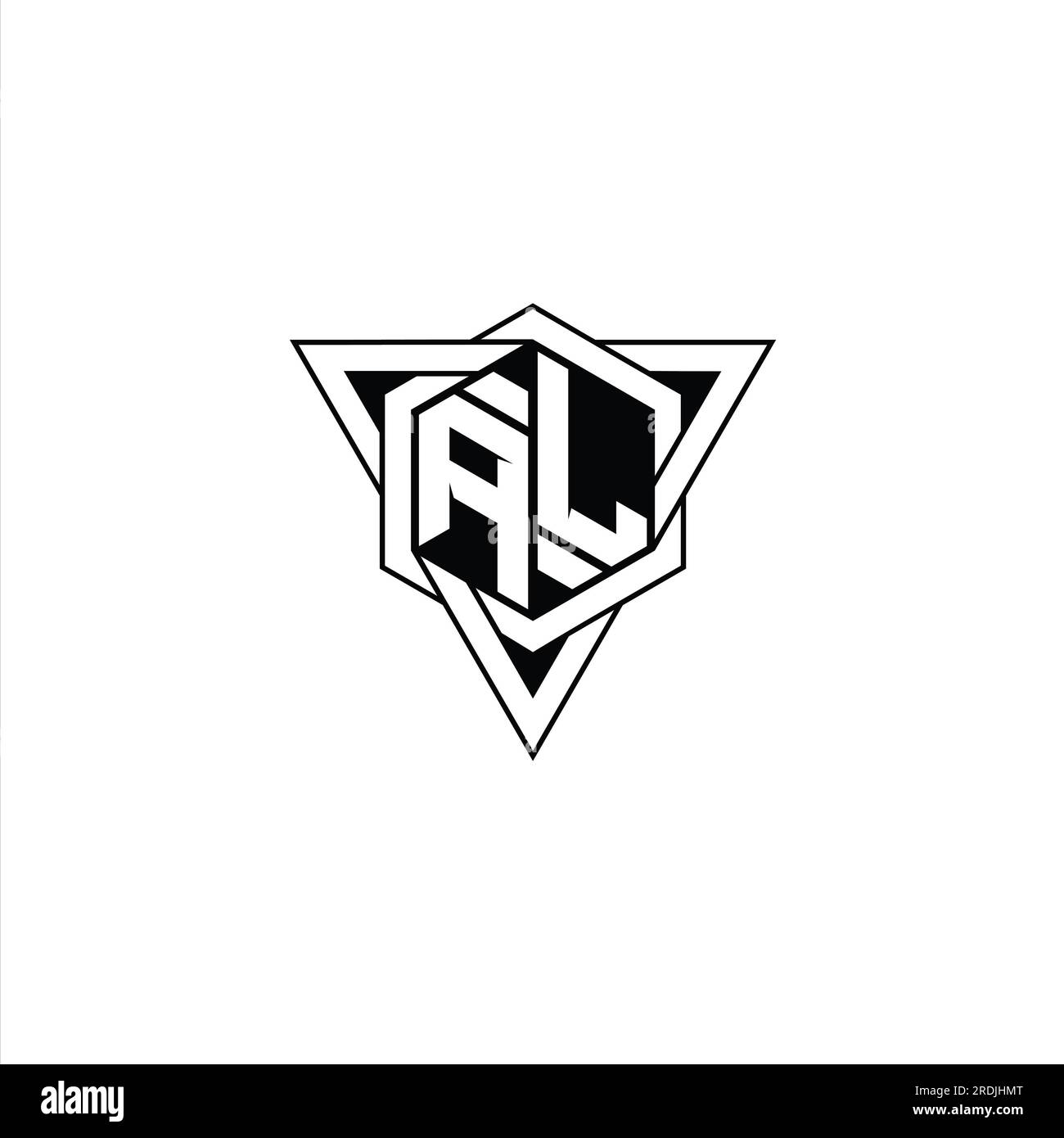 AL Letter Logo monogram hexagon shape with triangle geometric outline ...