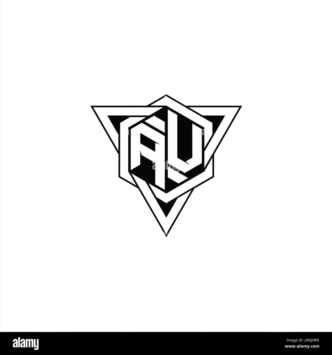 AV Letter Logo monogram hexagon shape with triangle geometric outline sharp modern style design ...