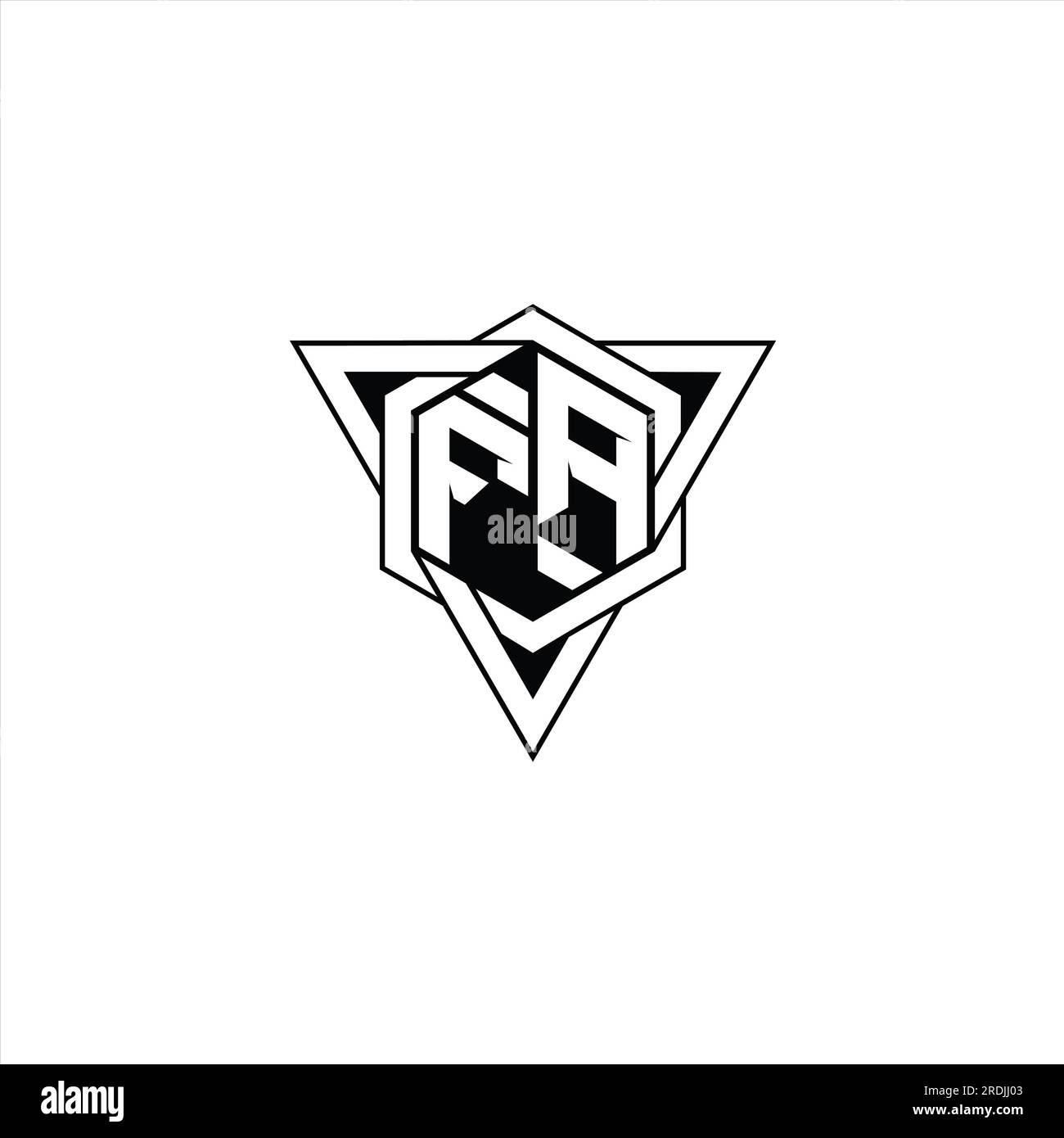 FA Letter Logo monogram hexagon shape with triangle geometric outline ...