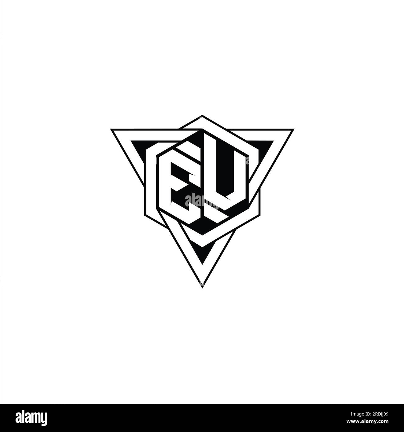 EV Letter Logo monogram hexagon shape with triangle geometric outline ...