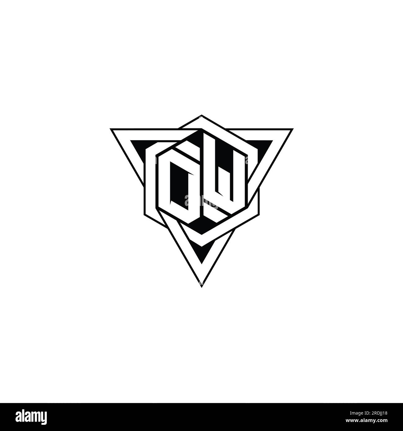 DW Letter Logo monogram hexagon shape with triangle geometric outline ...