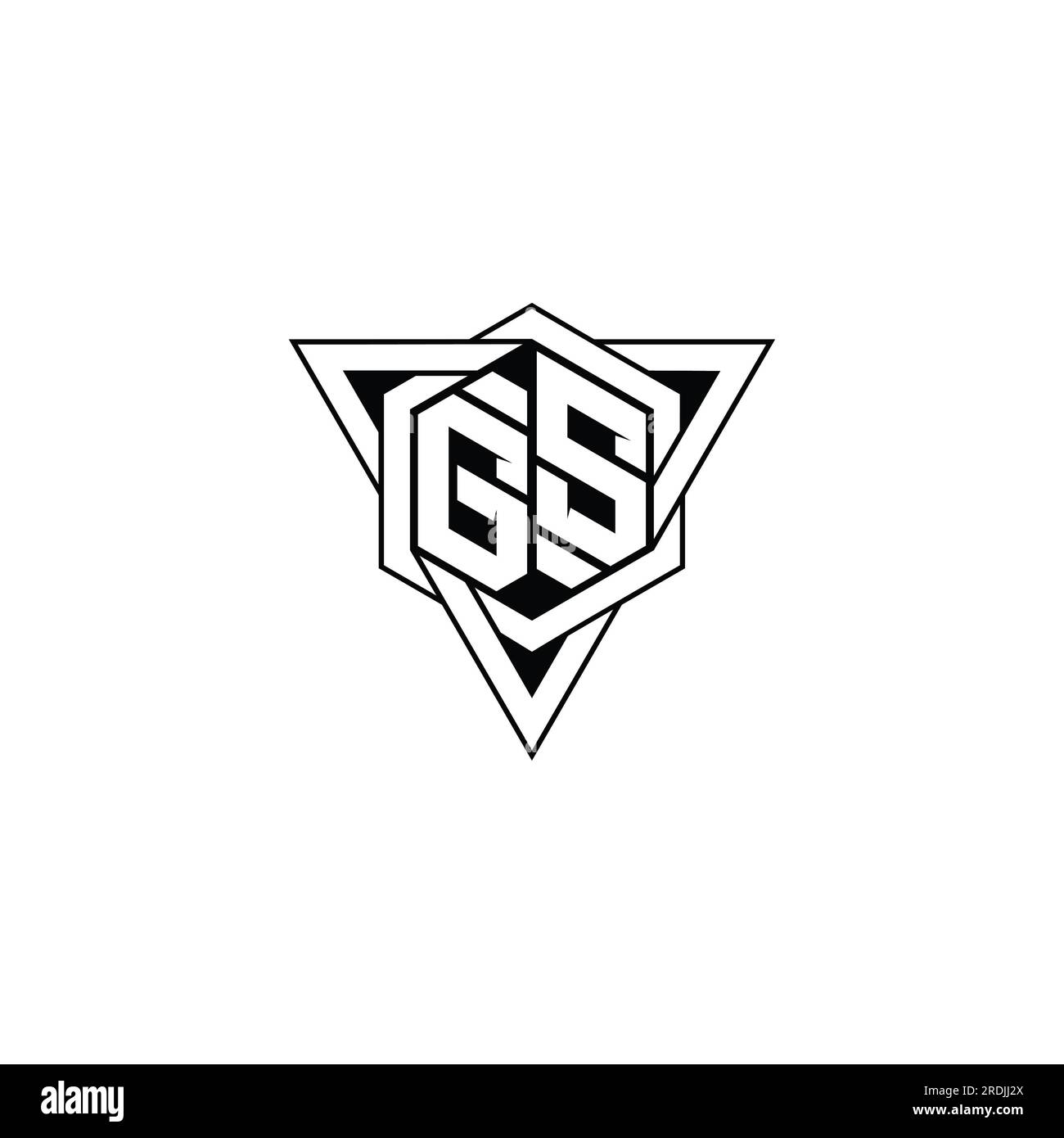 GS Letter Logo monogram hexagon shape with triangle geometric outline ...