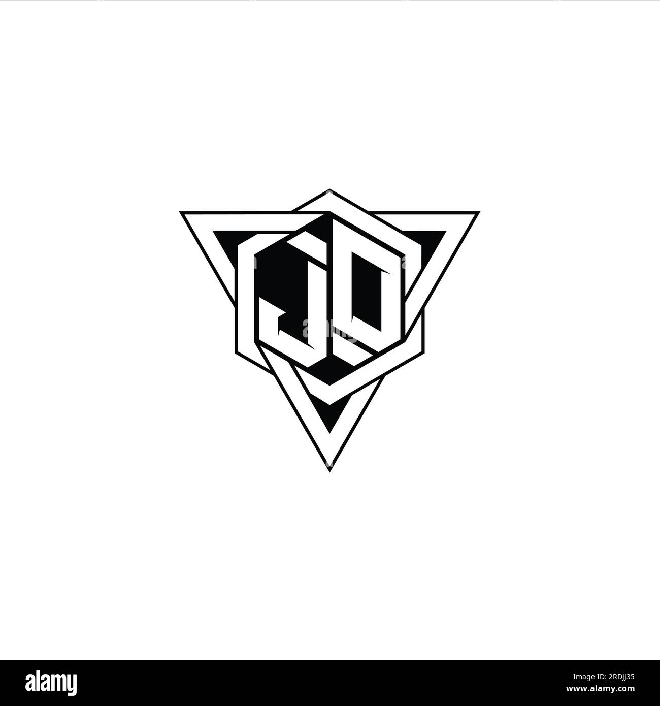 JD Letter Logo monogram hexagon shape with triangle geometric outline ...
