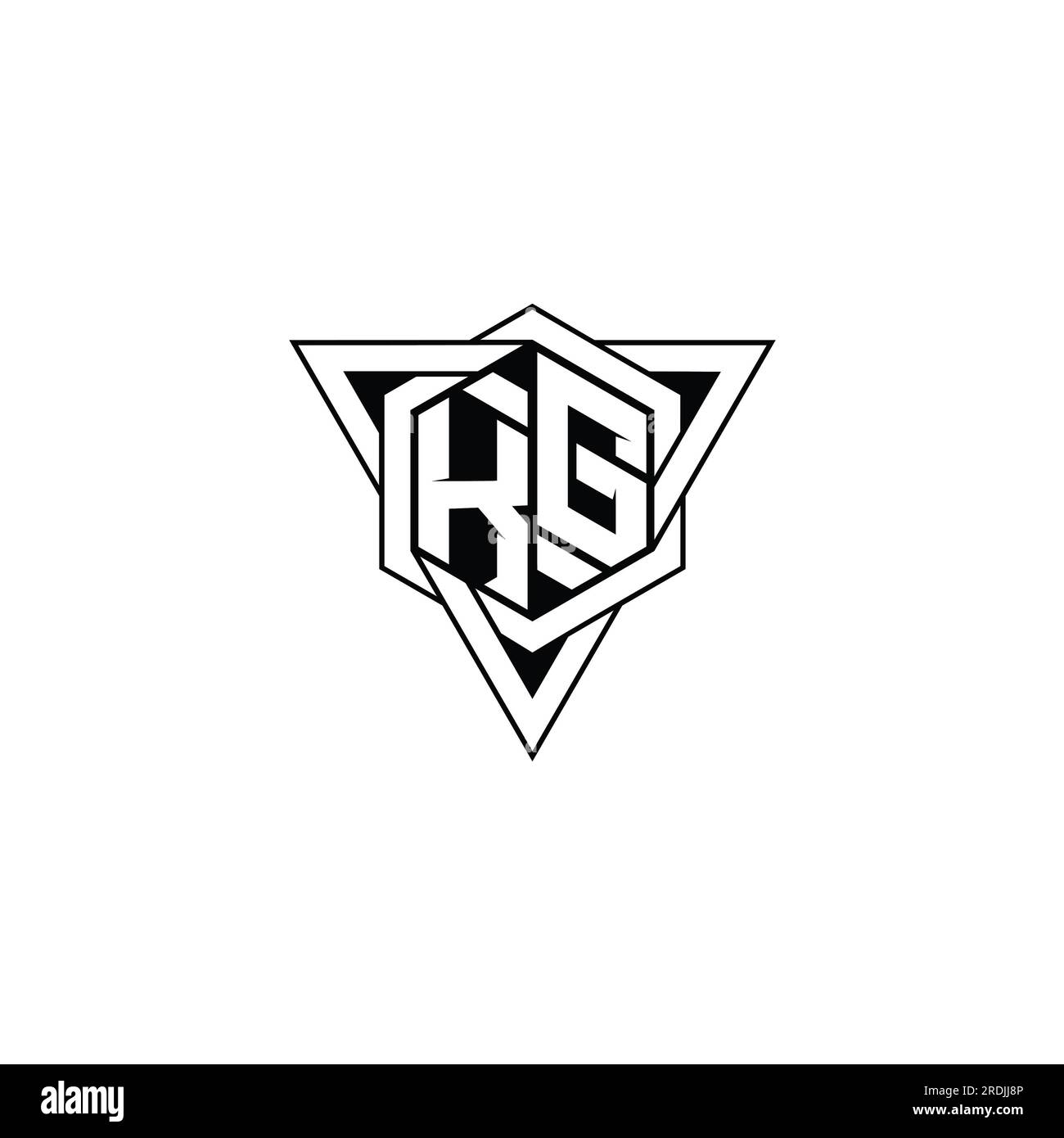 KG Letter Logo monogram hexagon shape with triangle geometric outline ...