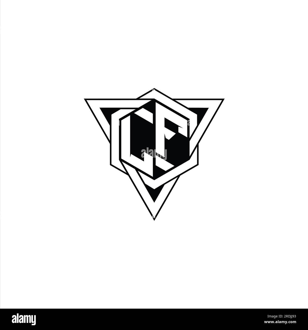 Lf Letter Logo Monogram Hexagon Shape With Triangle Geometric Outline Sharp Modern Style Design