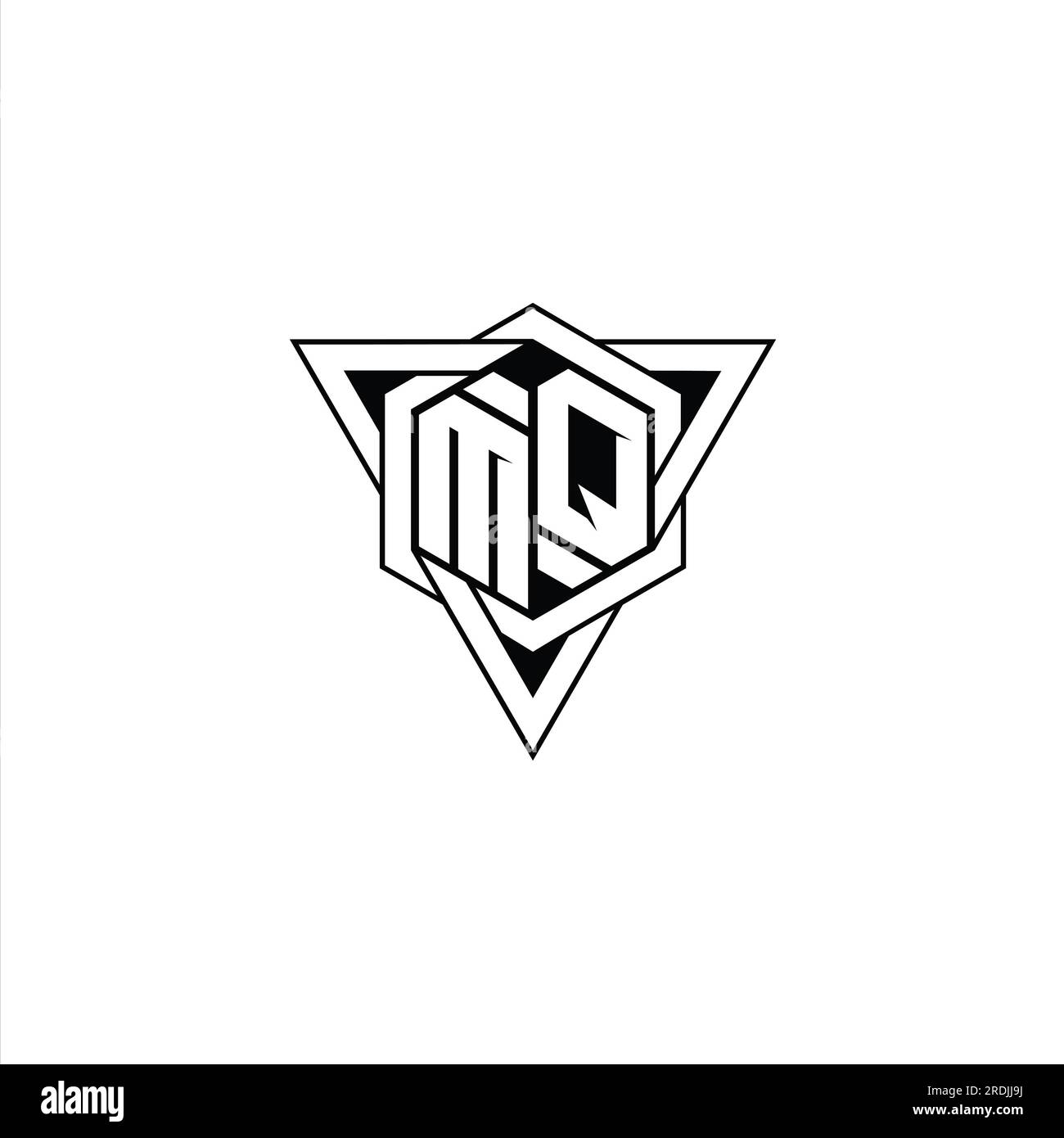 MQ Letter Logo monogram hexagon shape with triangle geometric outline ...
