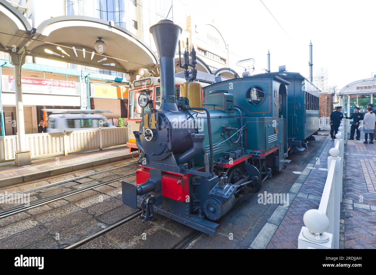 Botchan Ressha steam locomotive train at the Matsuyama Station in Ehime ...