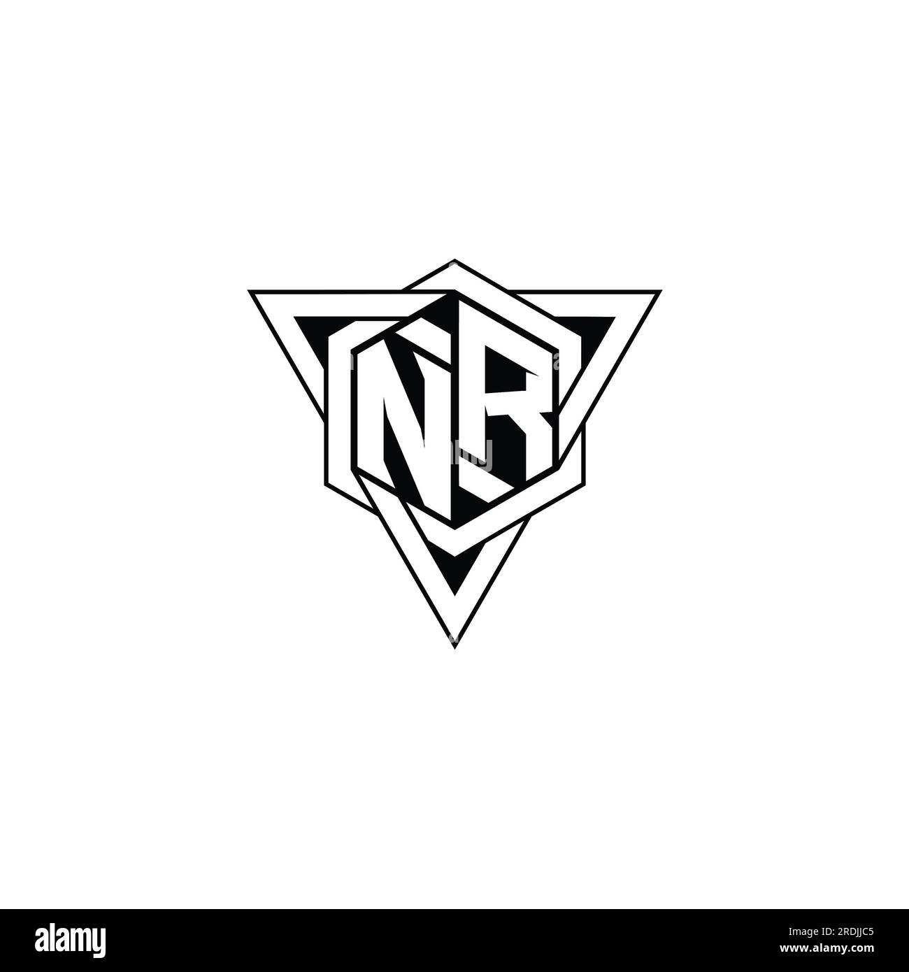 NR Letter Logo monogram hexagon shape with triangle geometric outline ...