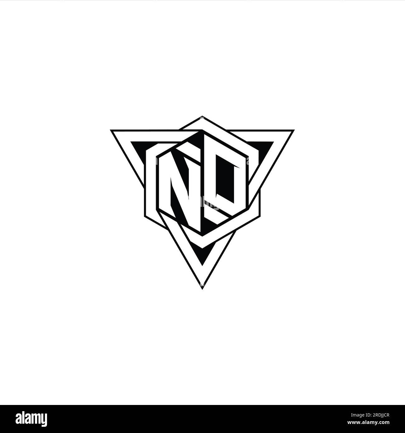 ND Letter Logo monogram hexagon shape with triangle geometric outline ...