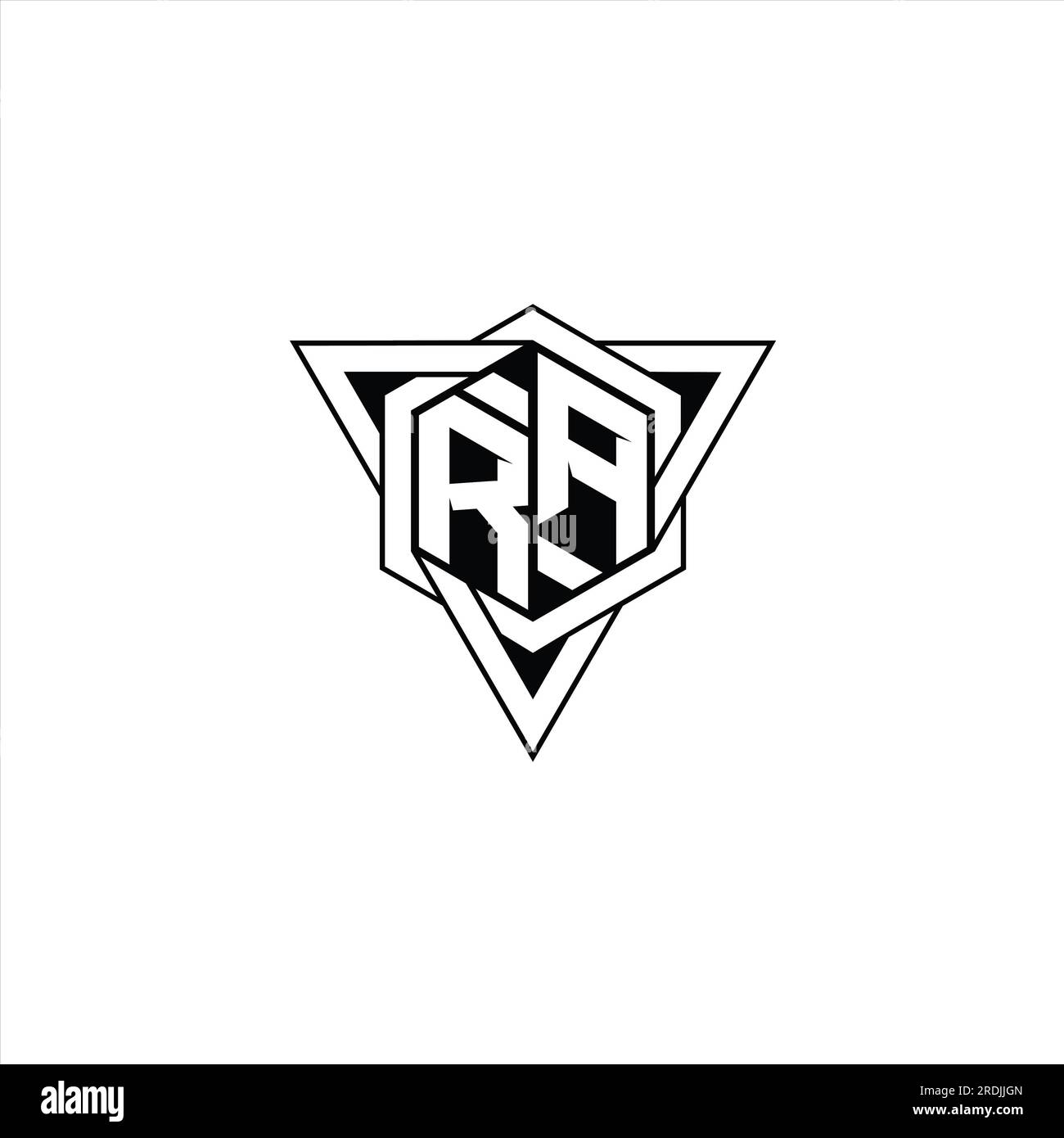 RA Letter Logo monogram hexagon shape with triangle geometric outline ...