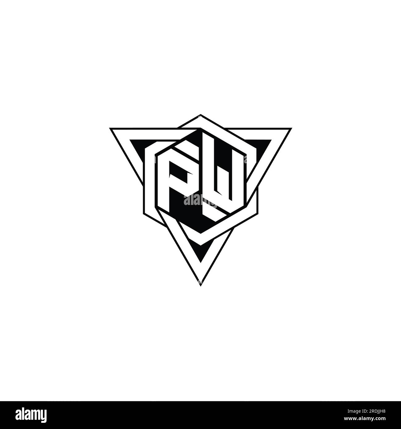 PW Letter Logo monogram hexagon shape with triangle geometric outline ...