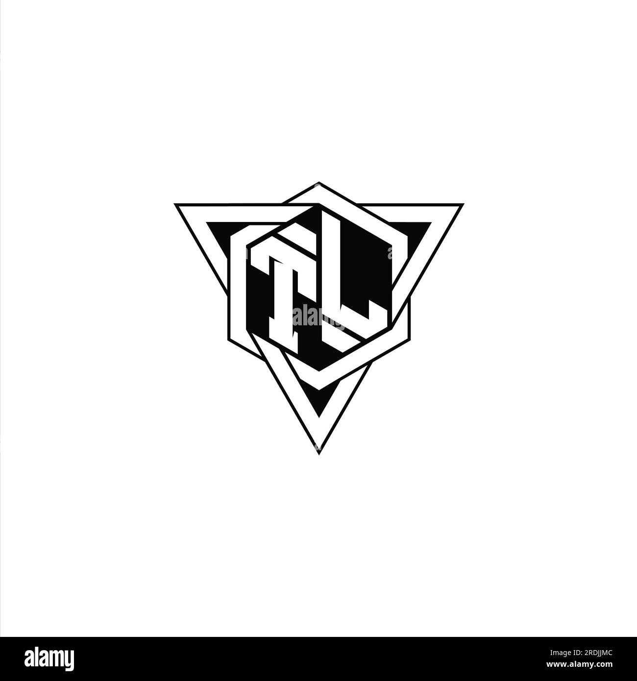 TL Letter Logo monogram hexagon shape with triangle geometric outline ...