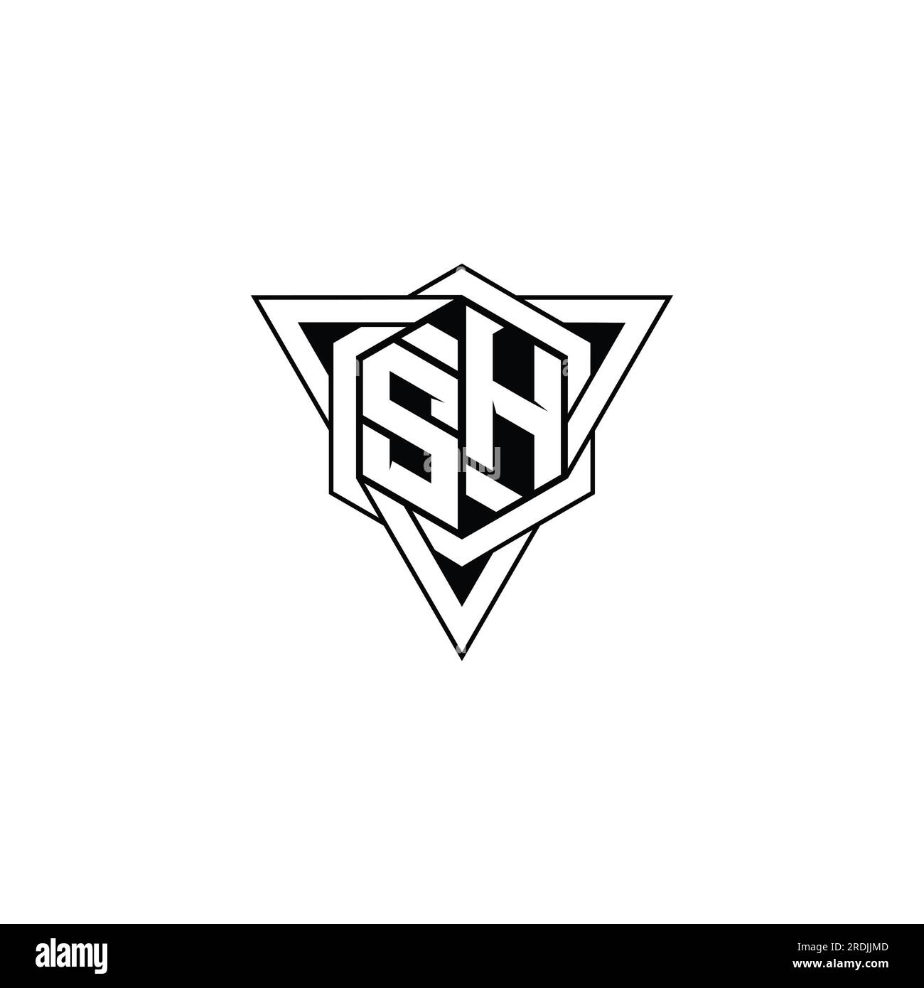 SH Letter Logo monogram hexagon shape with triangle geometric outline ... SH Letter Logo monogram hexagon shape with triangle geometric outline ...