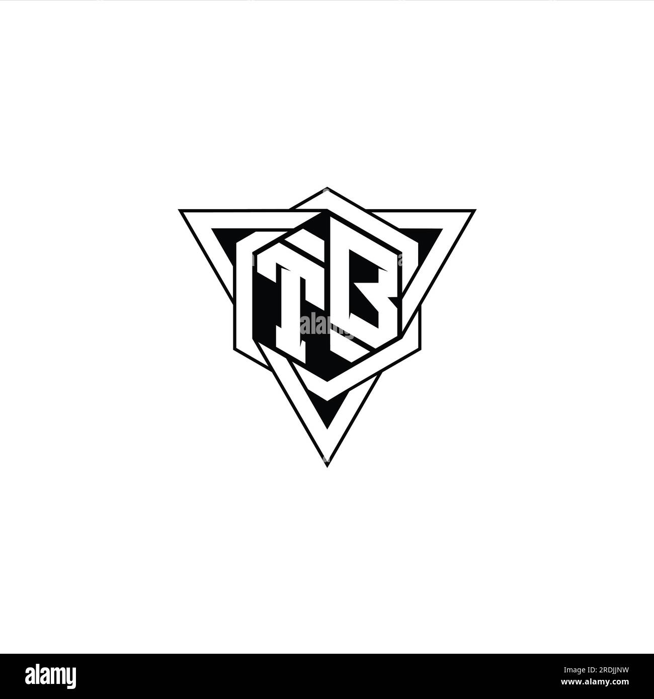 TB Letter Logo monogram hexagon shape with triangle geometric outline ...