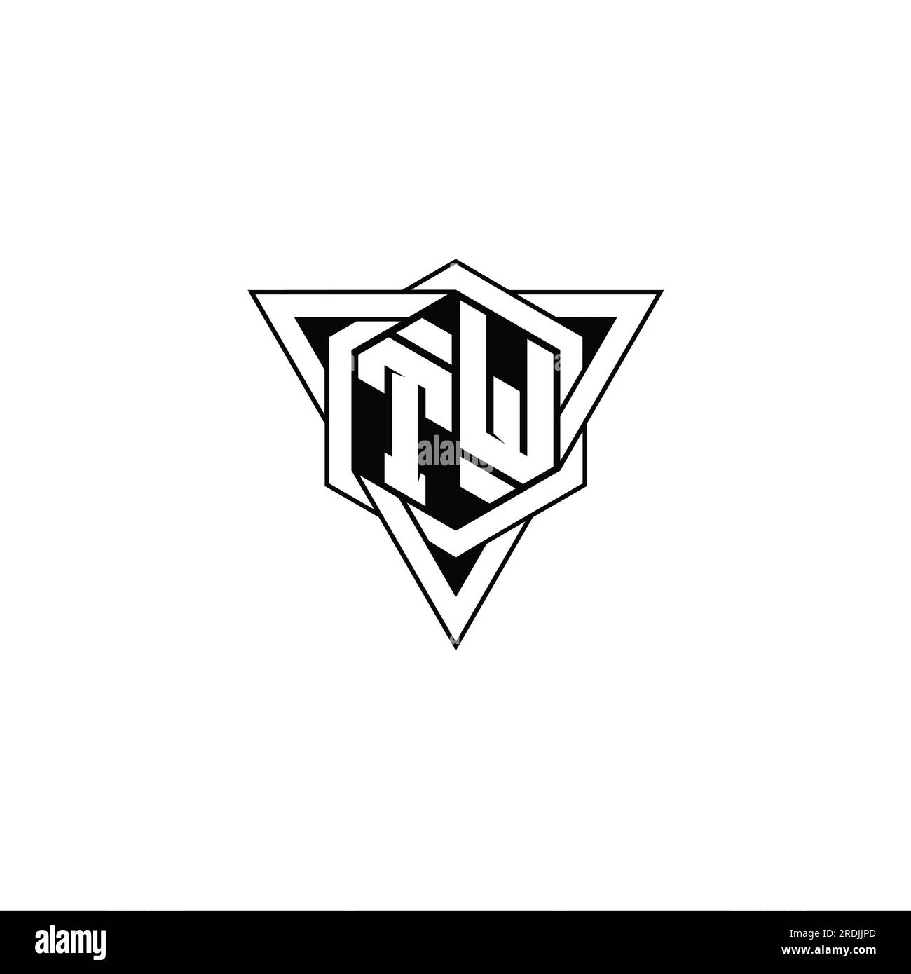 TW Letter Logo monogram hexagon shape with triangle geometric outline ...