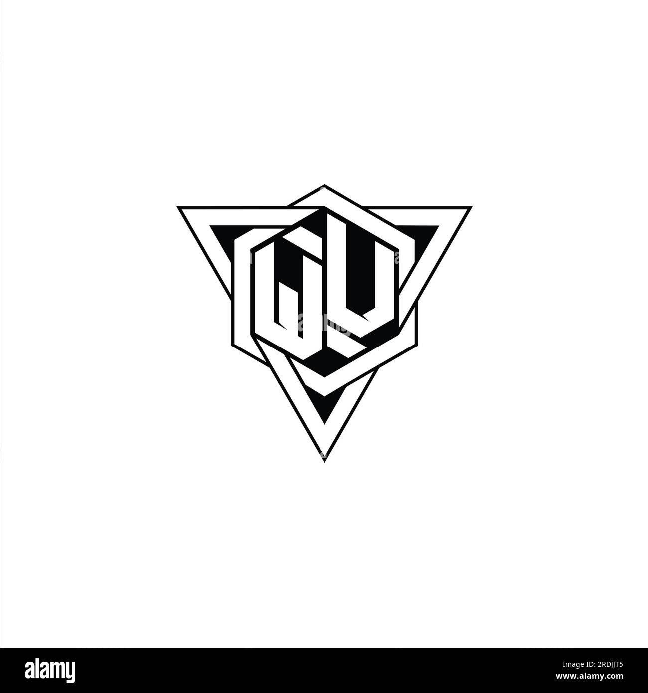 WV Letter Logo monogram hexagon shape with triangle geometric outline ...