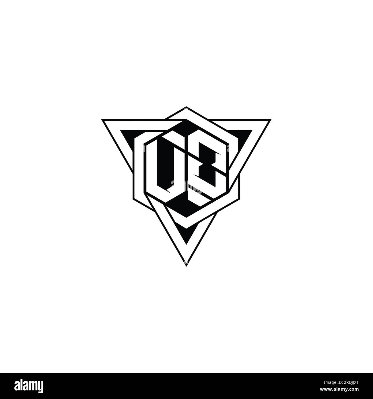 VO Letter Logo monogram hexagon shape with triangle geometric outline ...