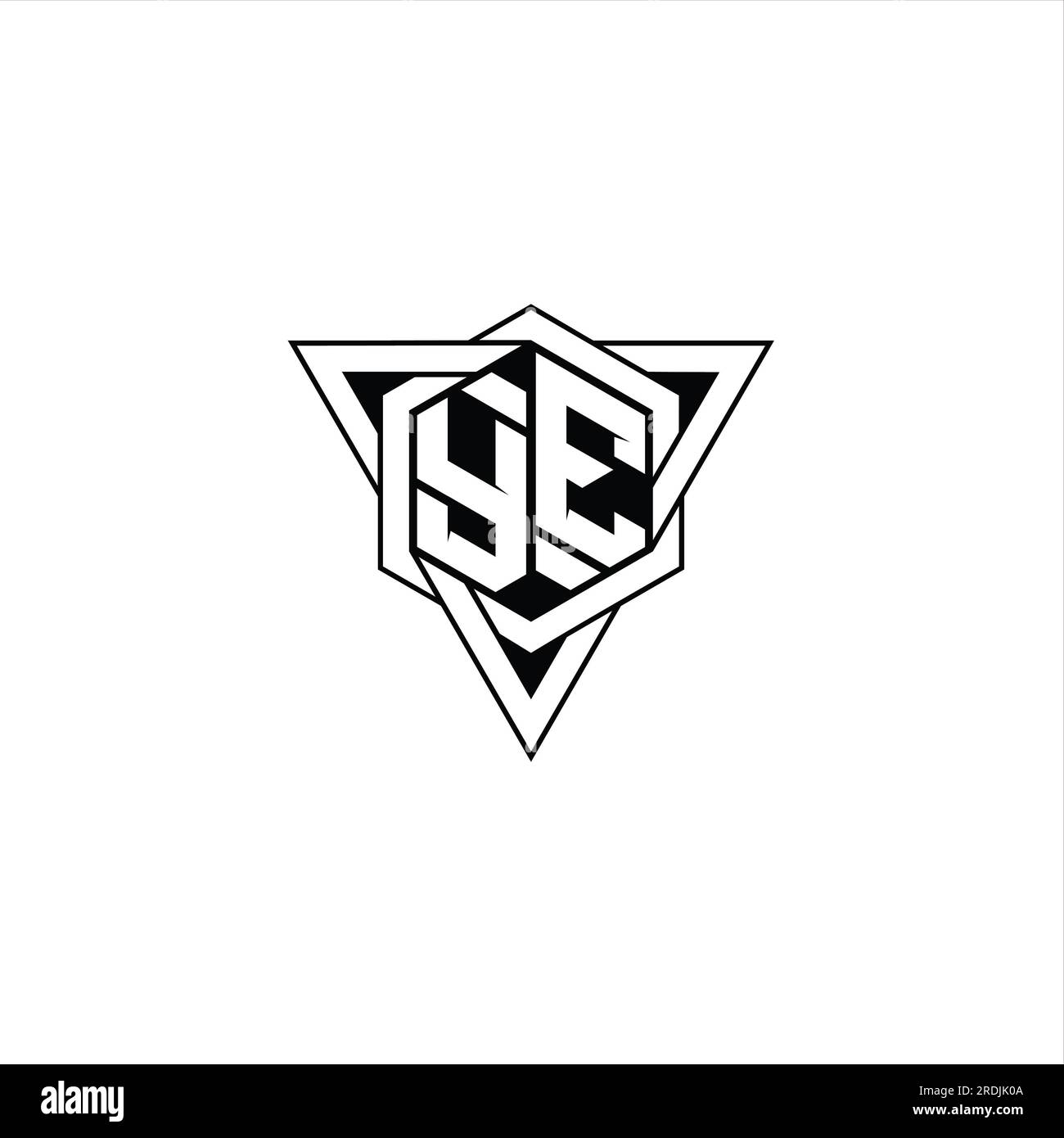 YE Letter Logo monogram hexagon shape with triangle geometric outline ...
