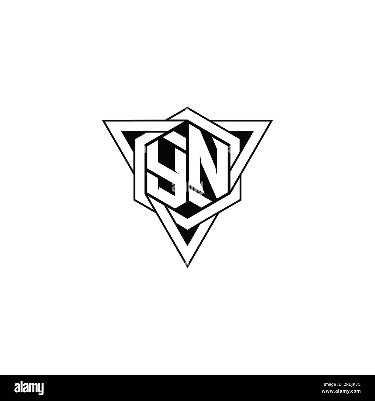 YN Letter Logo monogram hexagon shape with triangle geometric outline ...